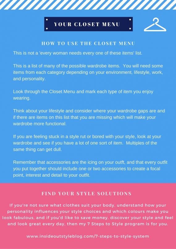 What Will You Choose from My Closet Menu Checklist? — Inside Out Style